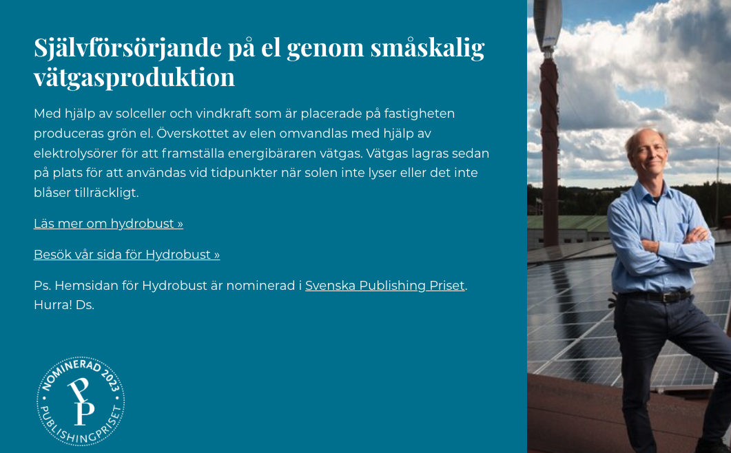 Hydrobust och självförsörjning genom vätgas » Ystad Gymnasium